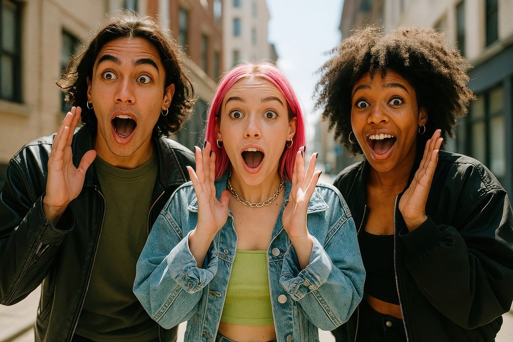 Surprised friends express excitement | Free Photo - rawpixel