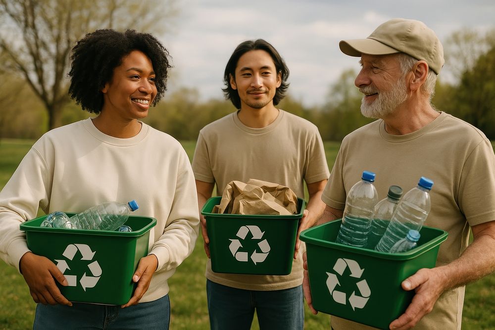 Diverse group recycling outdoors. | Free Photo - rawpixel
