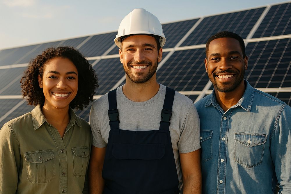 Diverse team with solar panels. | Free Photo - rawpixel