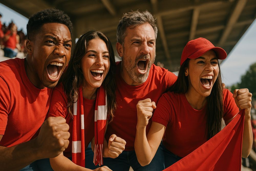 Excited fans cheering together passionately. | Free Photo - rawpixel