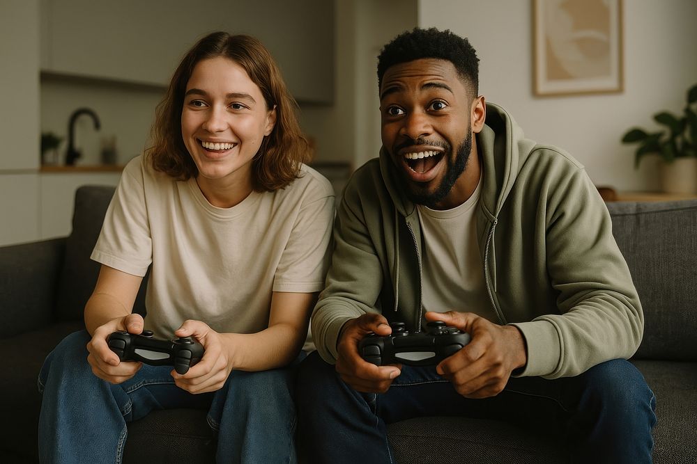 Joyful gaming friends together | Free Photo - rawpixel