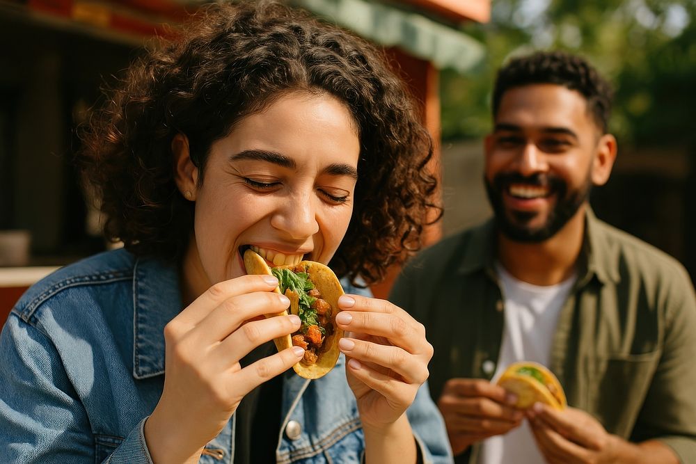 Joyful taco eating experience outdoors | Free Photo - rawpixel