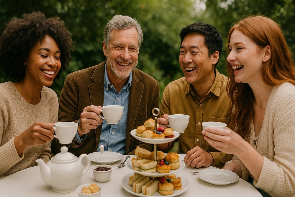 Joyful friends enjoying afternoon tea | Free Photo - rawpixel