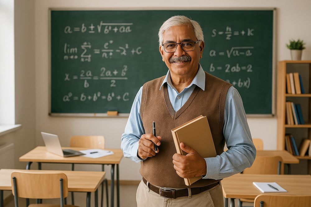 Confident senior math teacher smiling. | Free Photo - rawpixel
