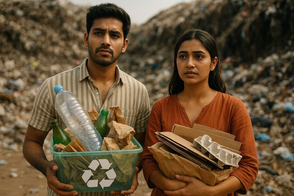 Recycling awareness in landfill setting. | Free Photo - rawpixel