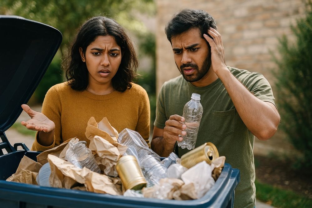 Confused couple recycling waste | Premium Photo - rawpixel