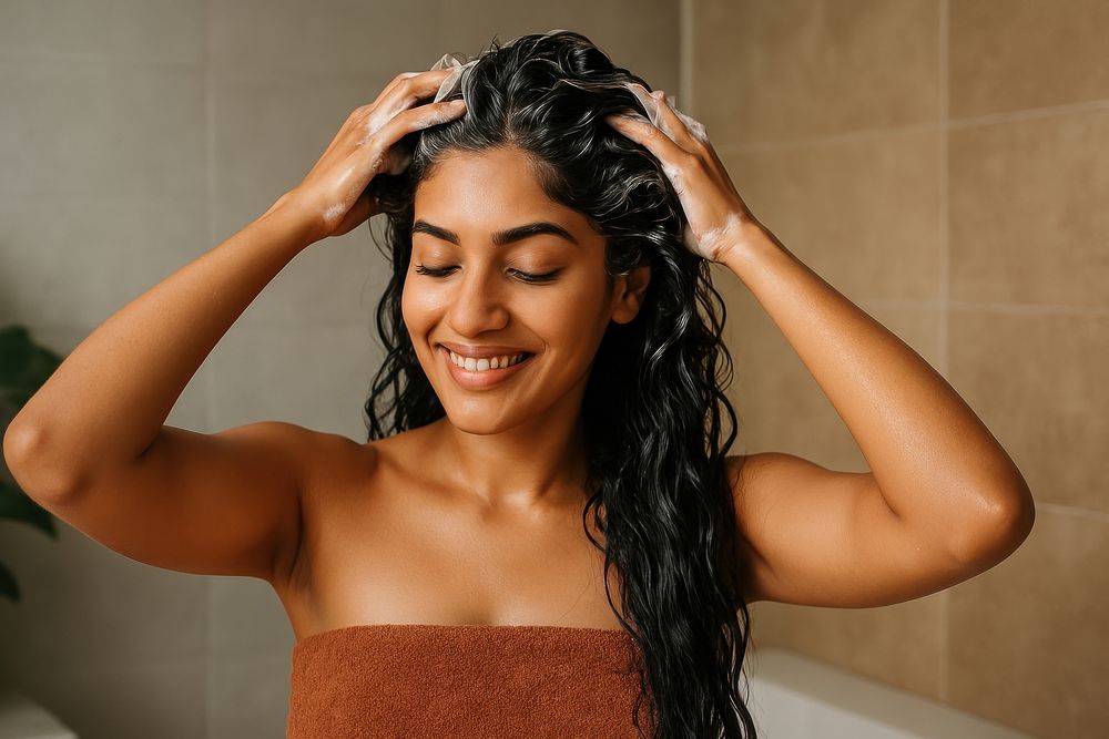 Relaxed woman washing hair | Free Photo - rawpixel