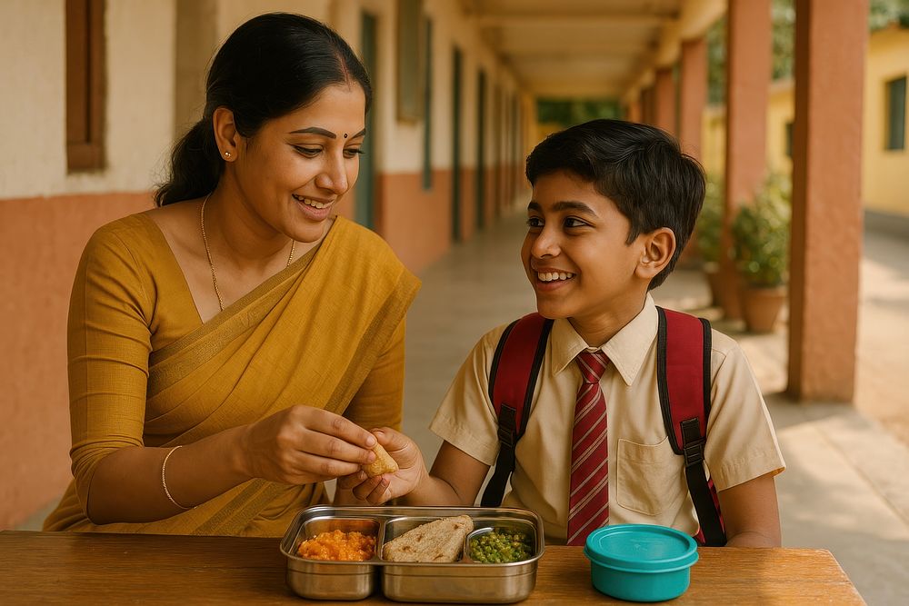 Mother son school lunch bonding | Free Photo - rawpixel