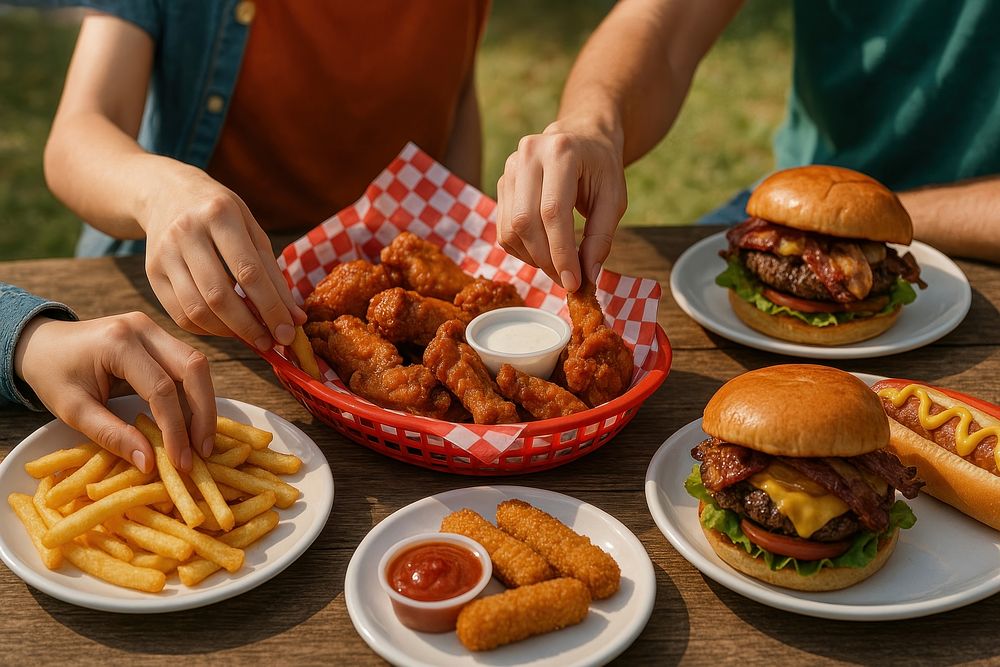 Delicious outdoor fast food feast. | Free Photo - rawpixel