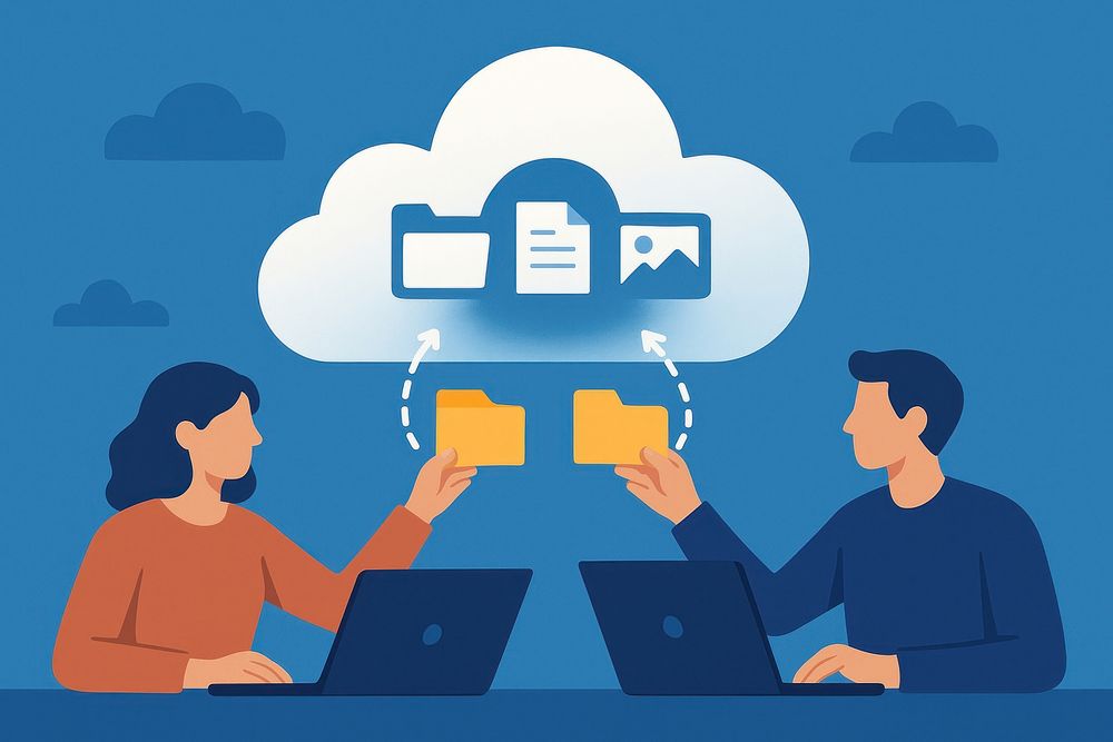 Cloud data sharing illustration. | Free Photo Illustration - rawpixel