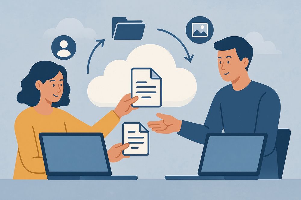 Digital file sharing collaboration illustration | Free Photo Illustration - rawpixel