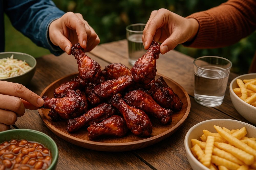 Delicious barbecue chicken feast. | Free Photo - rawpixel
