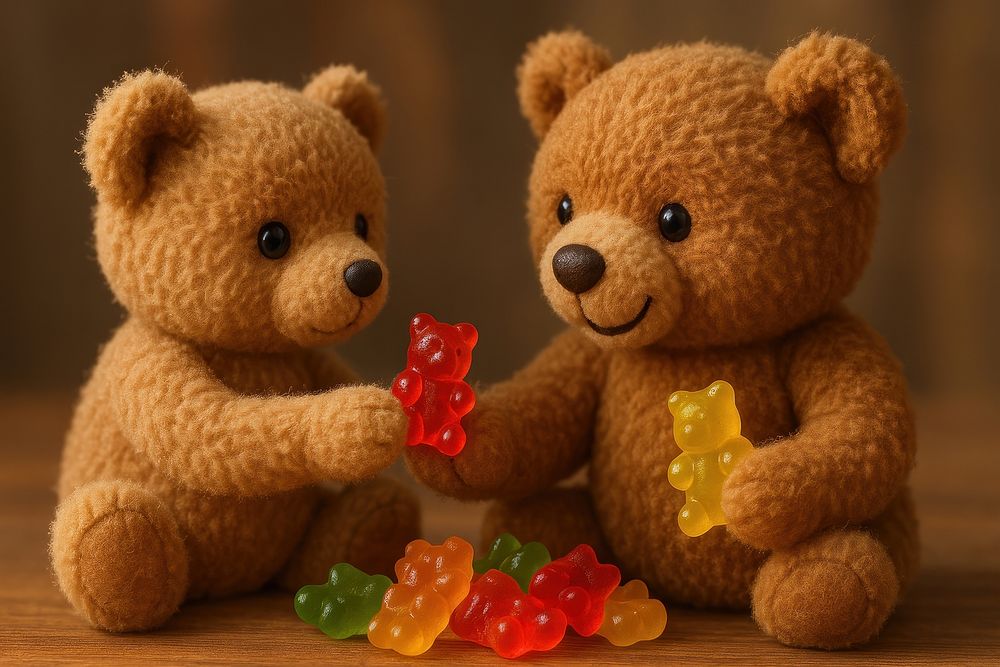 Teddy bears sharing gummies. | Free Photo - rawpixel