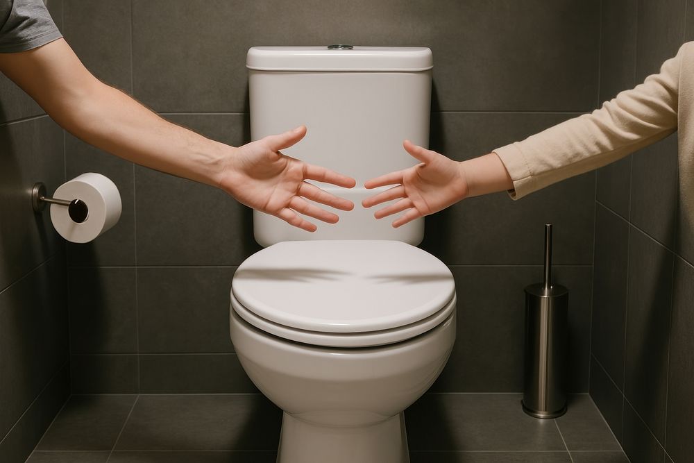 Toilet, hands, reaching, connection, bathroom | Free Photo - rawpixel