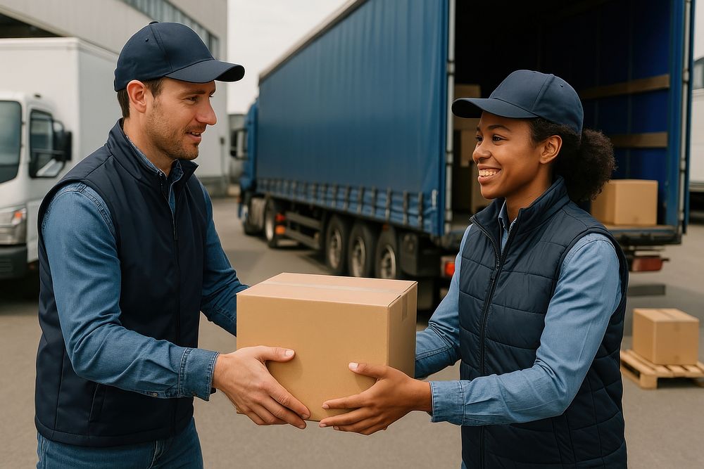 Efficient delivery teamwork outdoors. | Free Photo - rawpixel