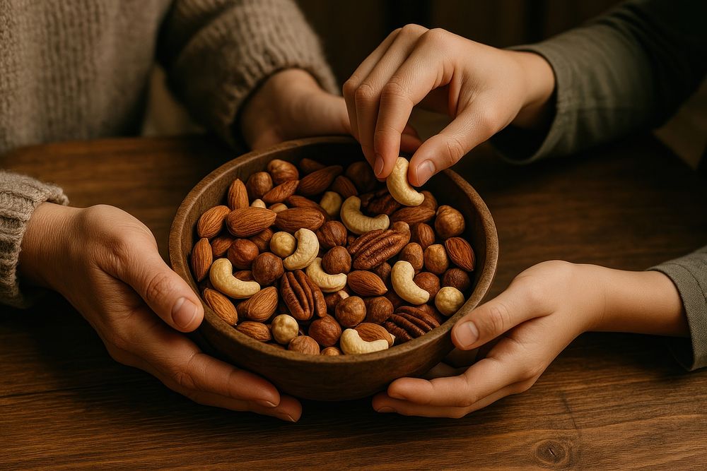 Hands sharing mixed nuts bowl. | Free Photo - rawpixel