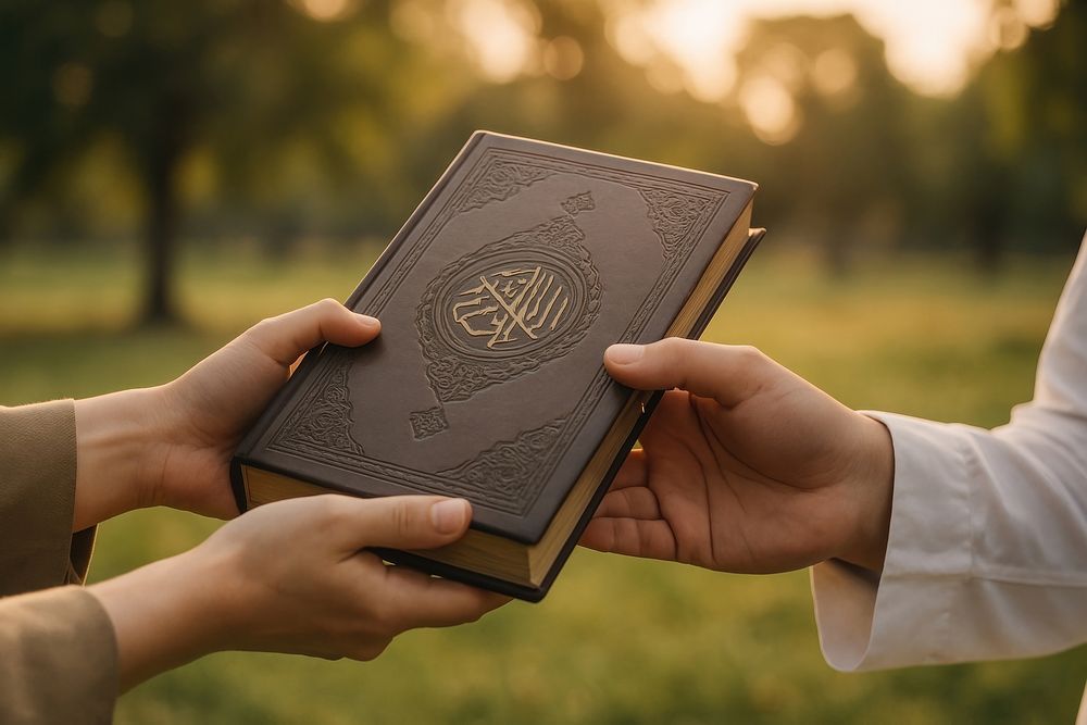 Sharing sacred Islamic text outdoors | Free Photo - rawpixel