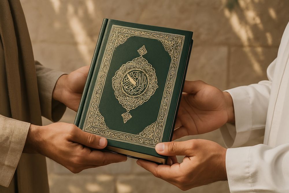 Sharing sacred Islamic scripture reverently. | Free Photo - rawpixel