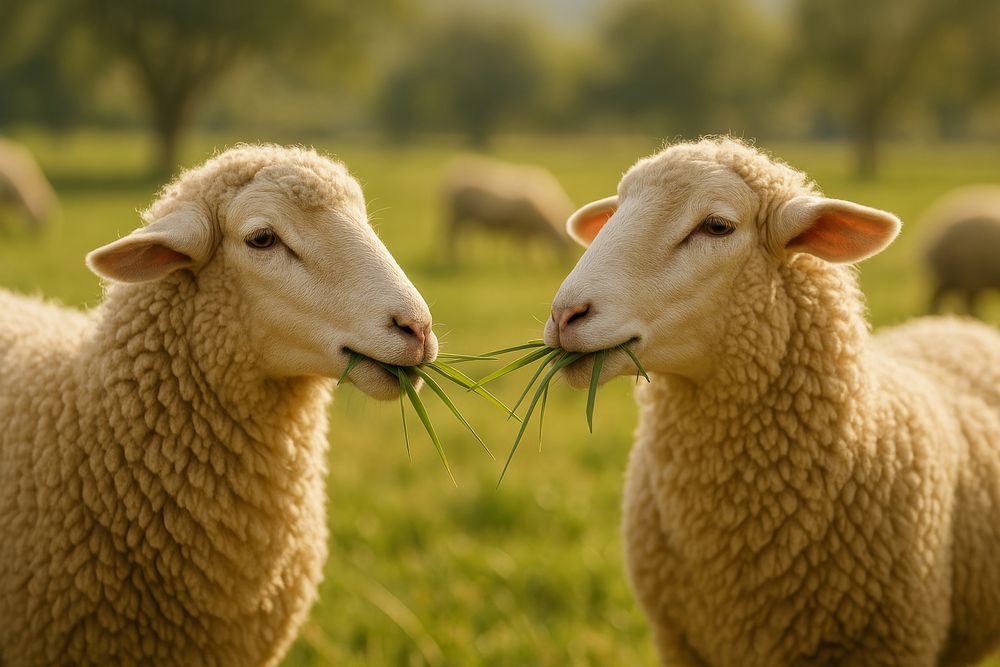 Sheep sharing grass peacefully. | Free Photo - rawpixel