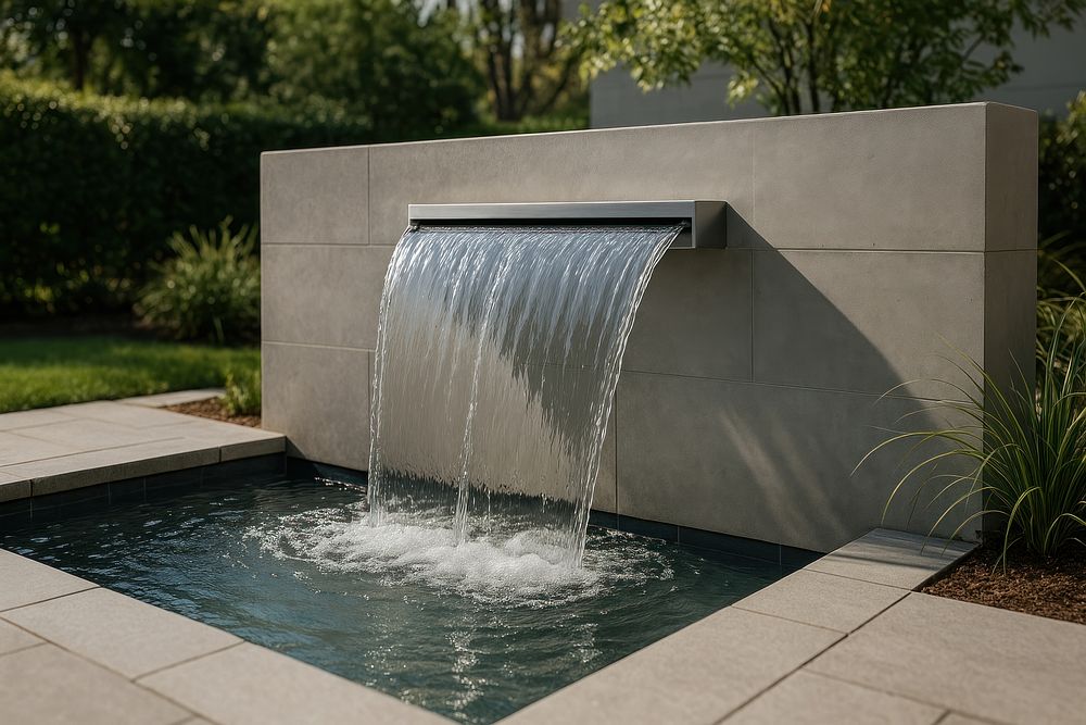 Modern garden waterfall feature | Free Photo - rawpixel