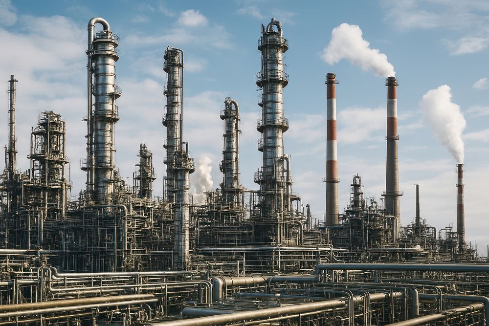Industrial refinery complex skyline | Free Photo - rawpixel