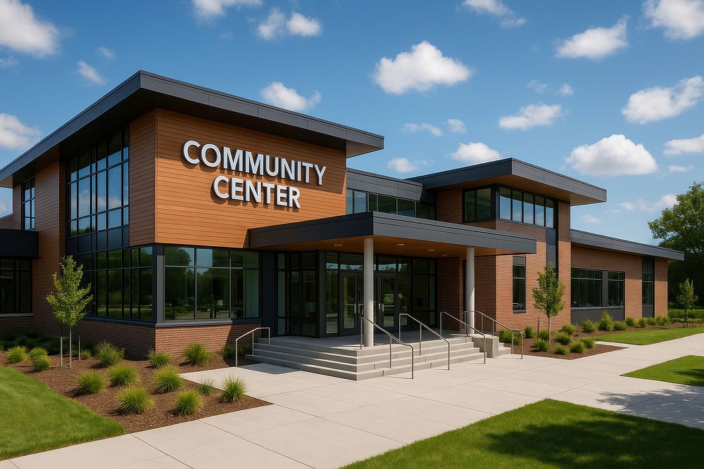 Modern community center exterior architecture. | Free Photo - rawpixel
