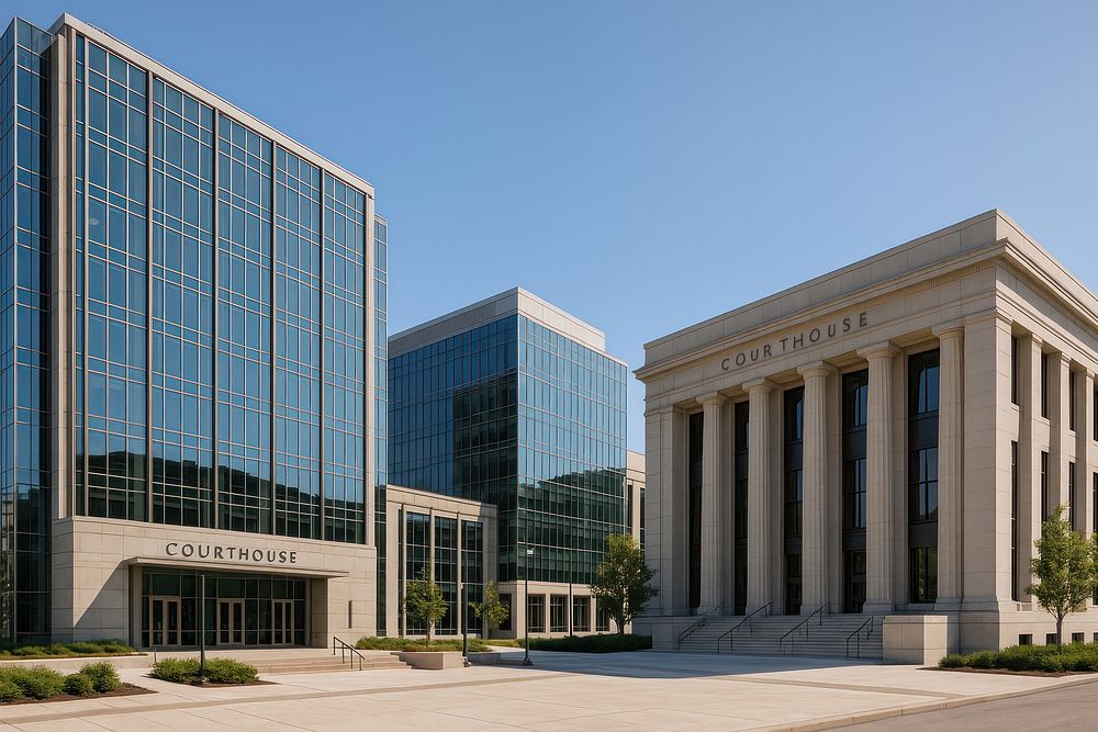 Modern courthouse architecture with columns. | Free Photo - rawpixel