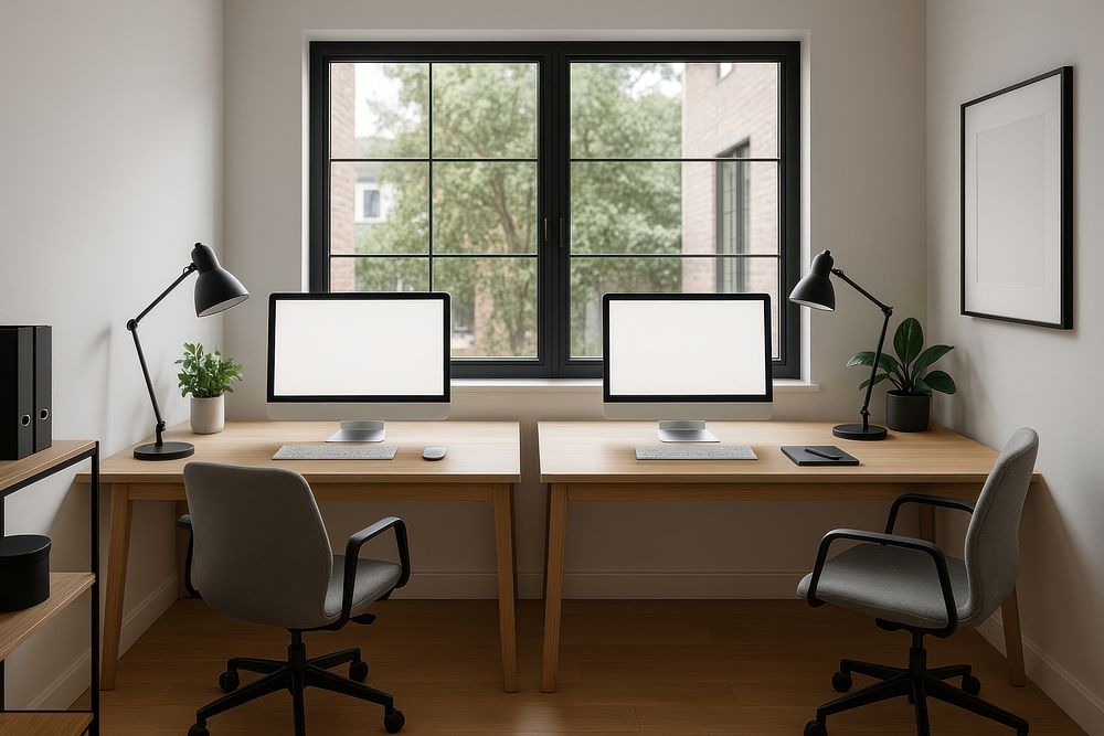 Minimalist dual home office setup. | Free Photo - rawpixel