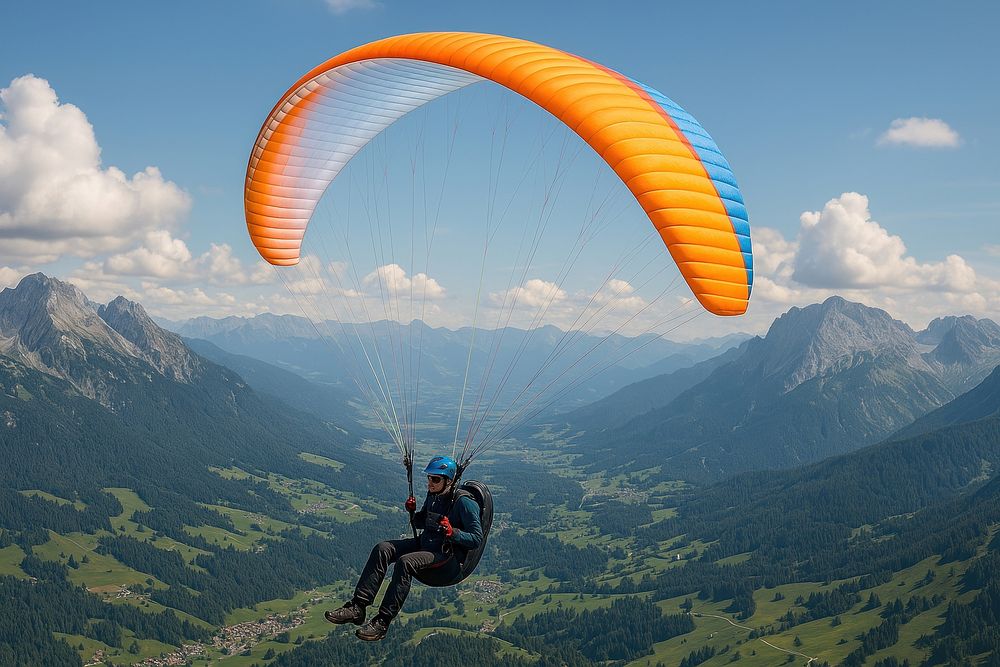 Paraglider soaring over mountains. | Free Photo - rawpixel