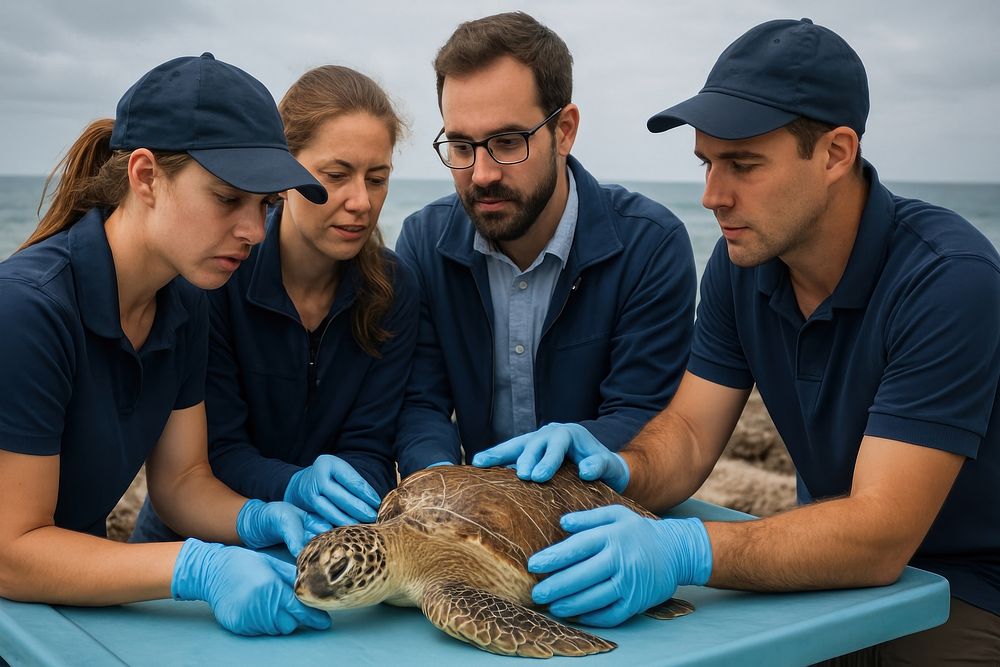 Marine biologists rescue sea turtle. | Free Photo - rawpixel