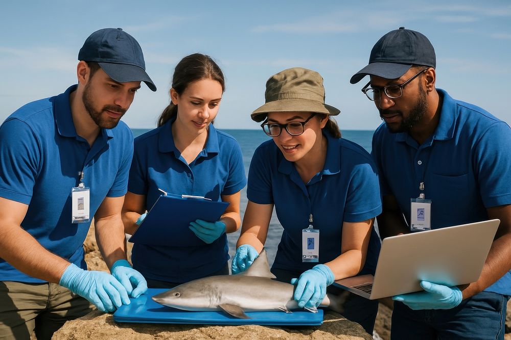 Marine biologists studying shark. | Free Photo - rawpixel