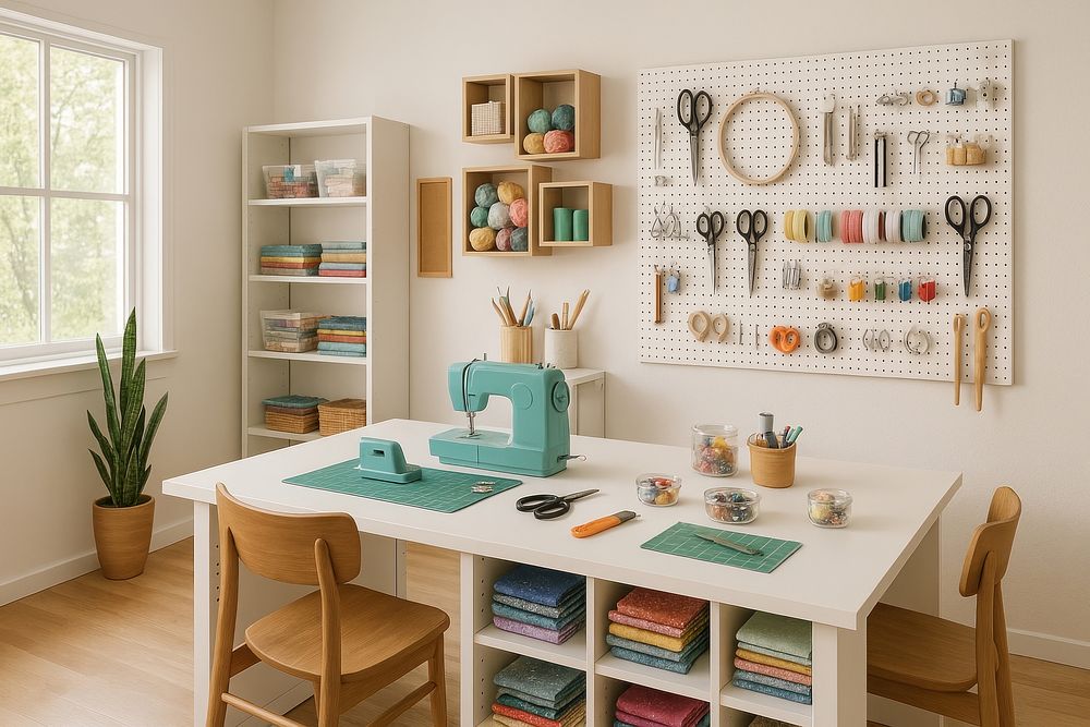 Organized sewing craft room essentials | Free Photo - rawpixel
