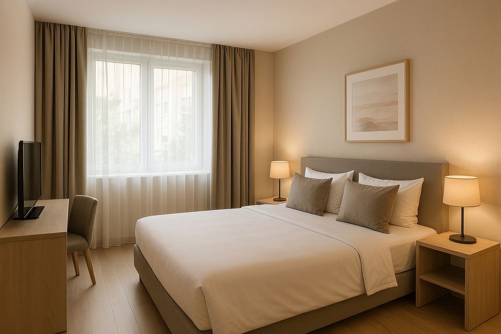 Cozy modern hotel room decor | Free Photo - rawpixel