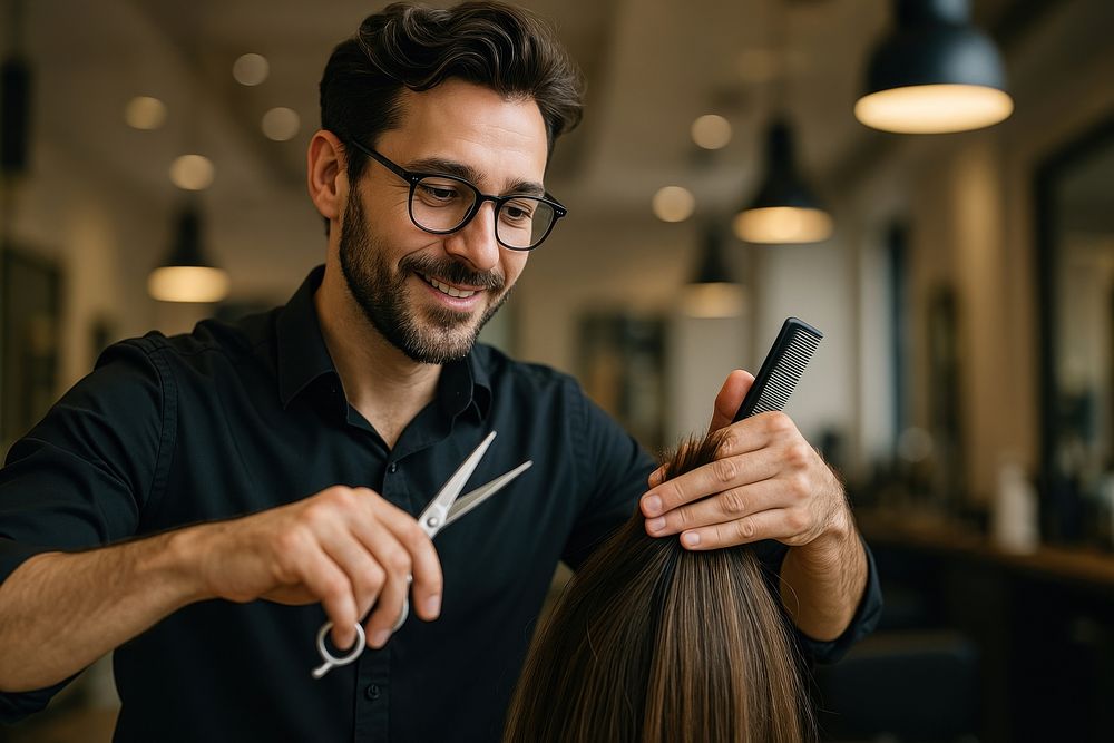 Barber styling hair professionally. | Free Photo - rawpixel