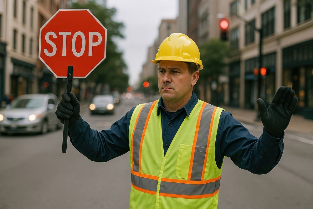 Construction worker directing traffic | Free Photo - rawpixel