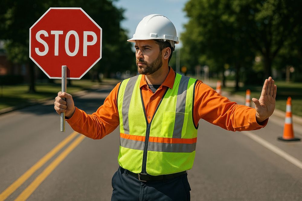 Construction worker directing traffic safely | Free Photo - rawpixel
