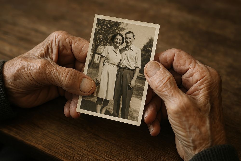 Nostalgic elderly hands holding photograph. | Free Photo - rawpixel