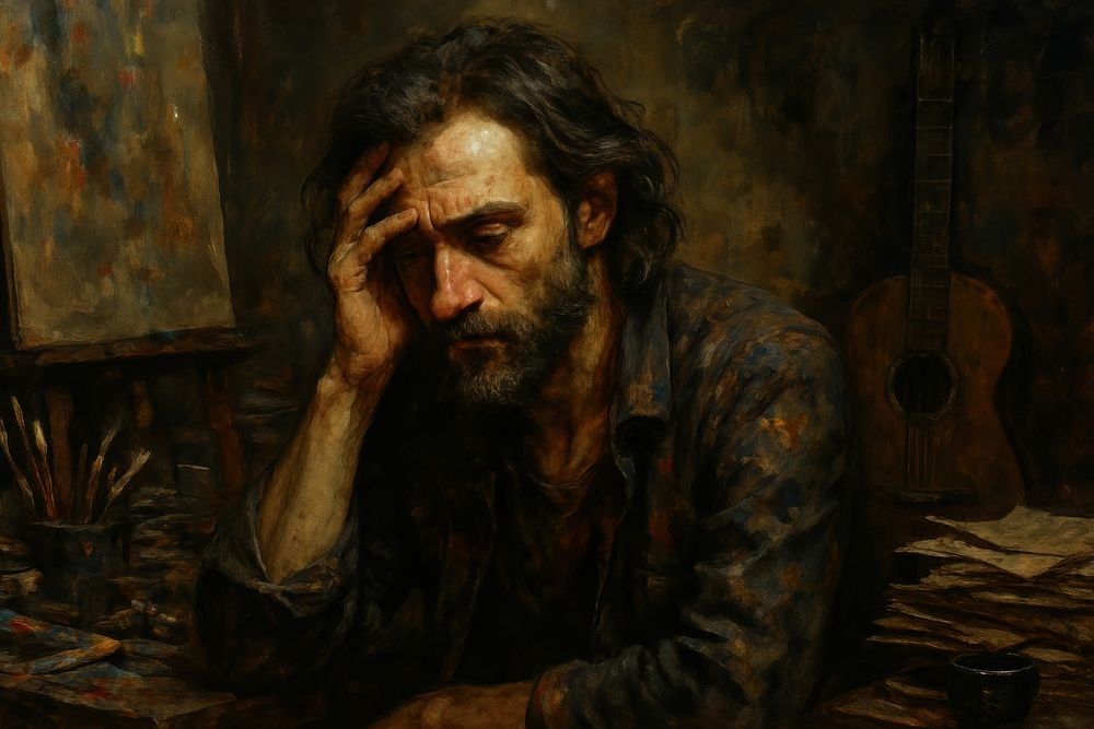 Contemplative artist in studio | Free Photo Illustration - rawpixel