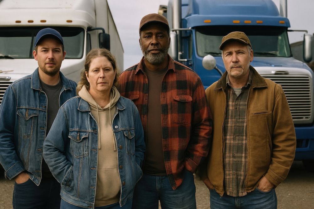 Truck drivers standing together. | Free Photo - rawpixel