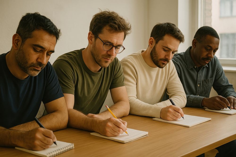 Focused men writing notes. | Free Photo - rawpixel