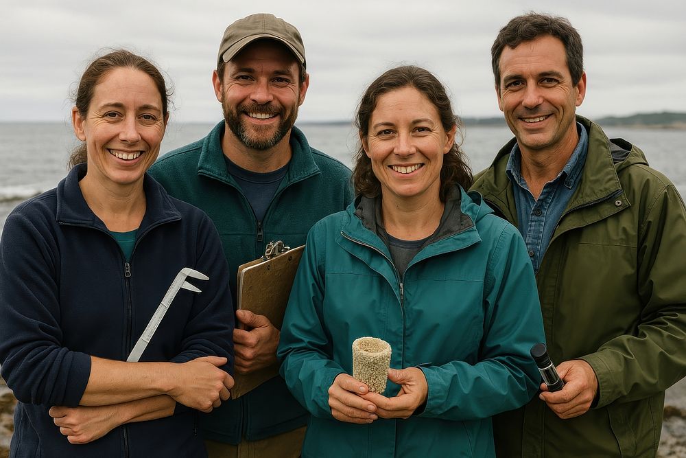Smiling researchers on beach | Free Photo - rawpixel