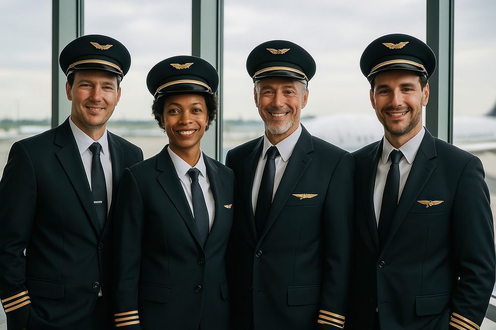 Professional airline pilots smiling together | Free Photo - rawpixel