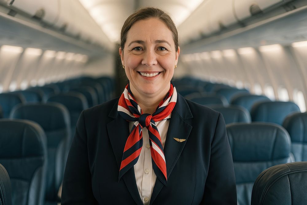 Friendly flight attendant smiling. | Free Photo - rawpixel