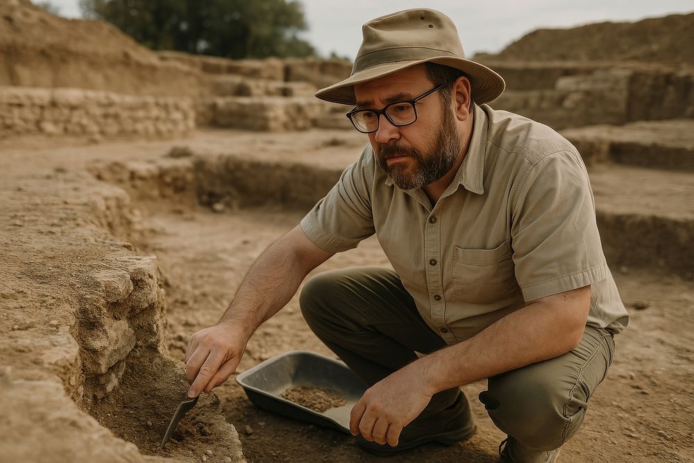 Archaeologist excavating ancient site. | Free Photo - rawpixel