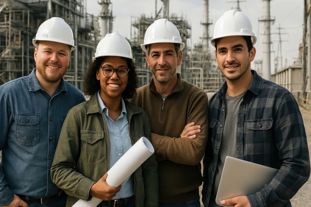Engineers smiling at refinery | Free Photo - rawpixel