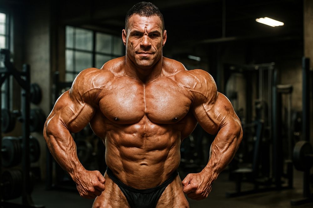 Muscular bodybuilder posing confidently. | Free Photo - rawpixel