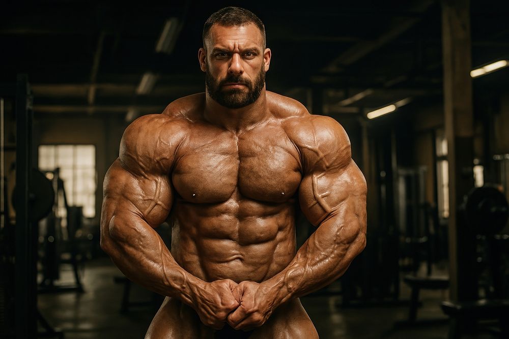 Muscular bodybuilder posing powerfully. | Free Photo - rawpixel