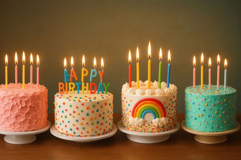 Colorful birthday cakes celebration | Free Photo - rawpixel