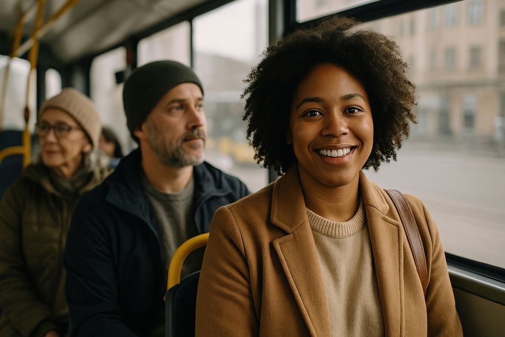 Happy commuters on public transport. | Free Photo - rawpixel