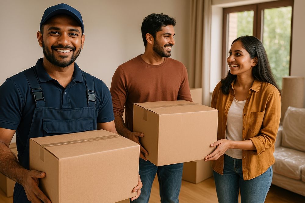 Happy people moving boxes | Free Photo - rawpixel